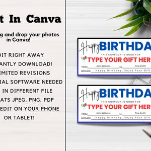 Editable Happy Birthday Gift Certificate Template | Custom Printable ...
