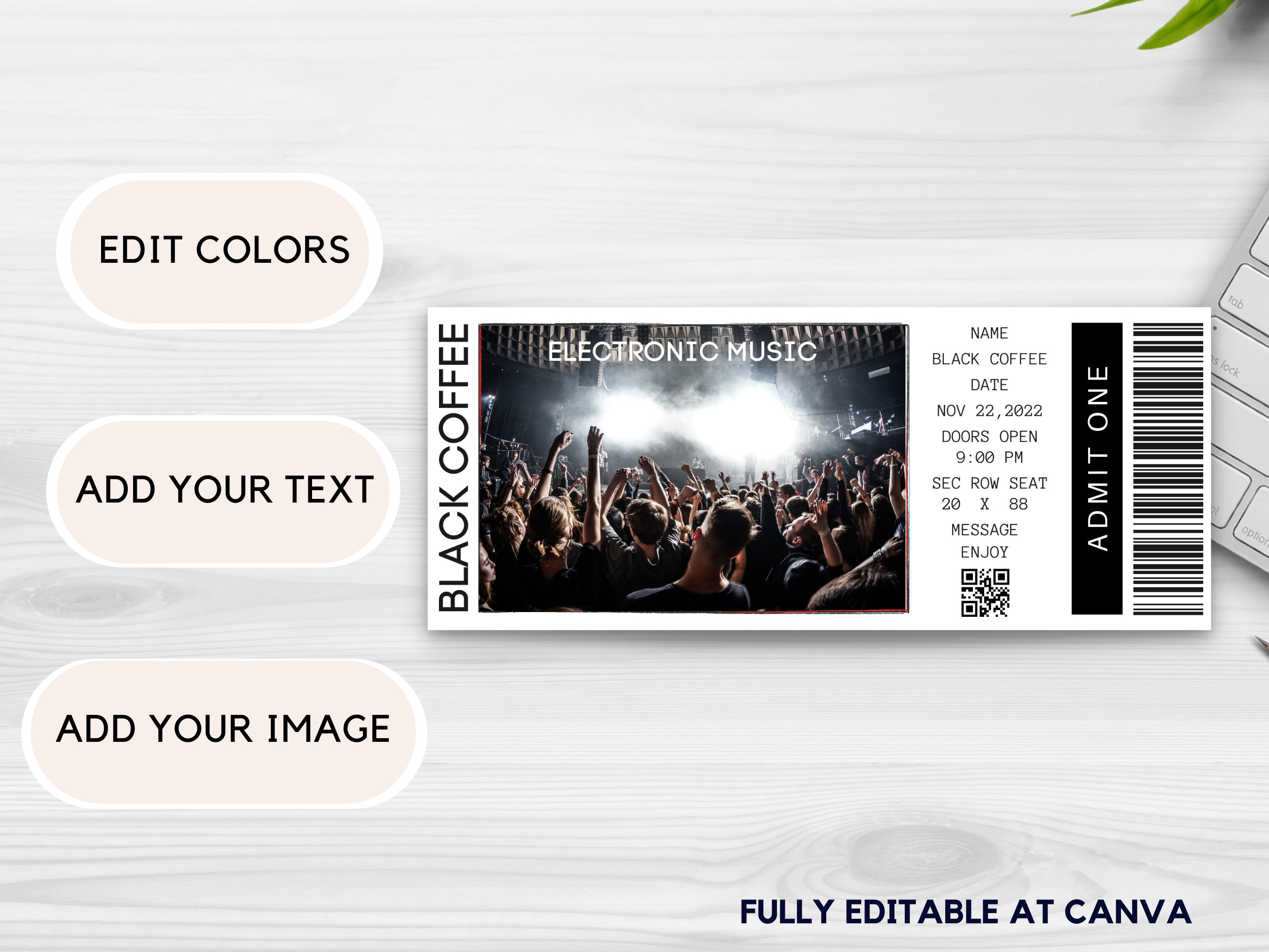 Editable Concert Ticket Template Printable Music Event - Etsy Canada