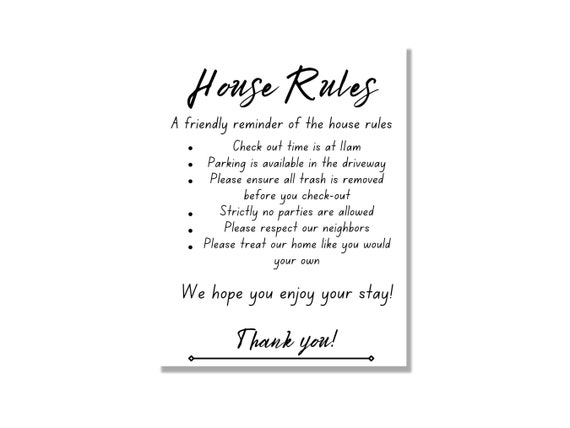 Fully Editable House Rules Printable Sign Digital Instant - Etsy Canada