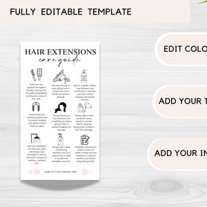 Editable Hair Extension Aftercare Template | Business Card Size Hair ...