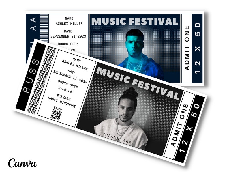 Editable Concert Ticket Template, Printable Music Event Ticket, Custom ...