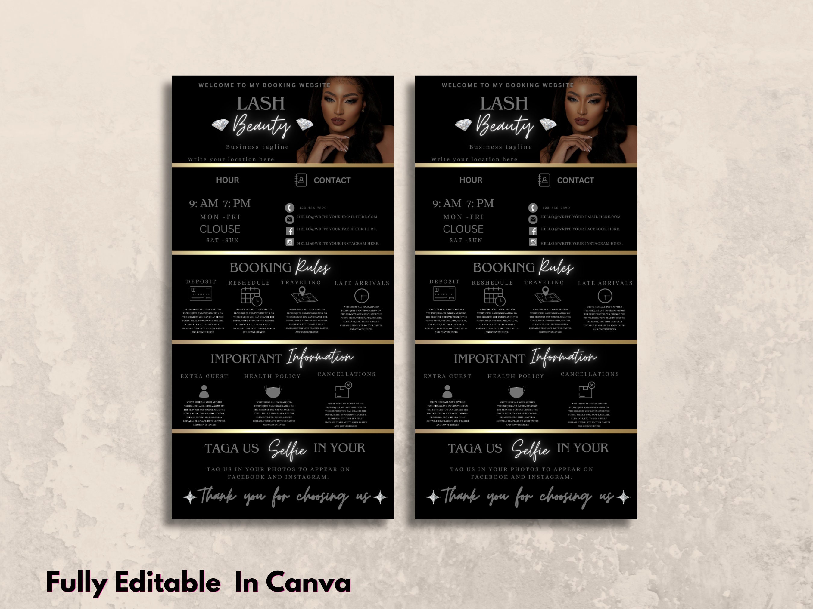 Fully Editable Acuty Schedule Template Acuty Eyelash Artist, Editable ...
