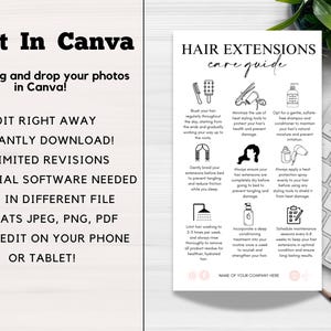 Editable Hair Extension Aftercare Template | Business Card Size Hair ...