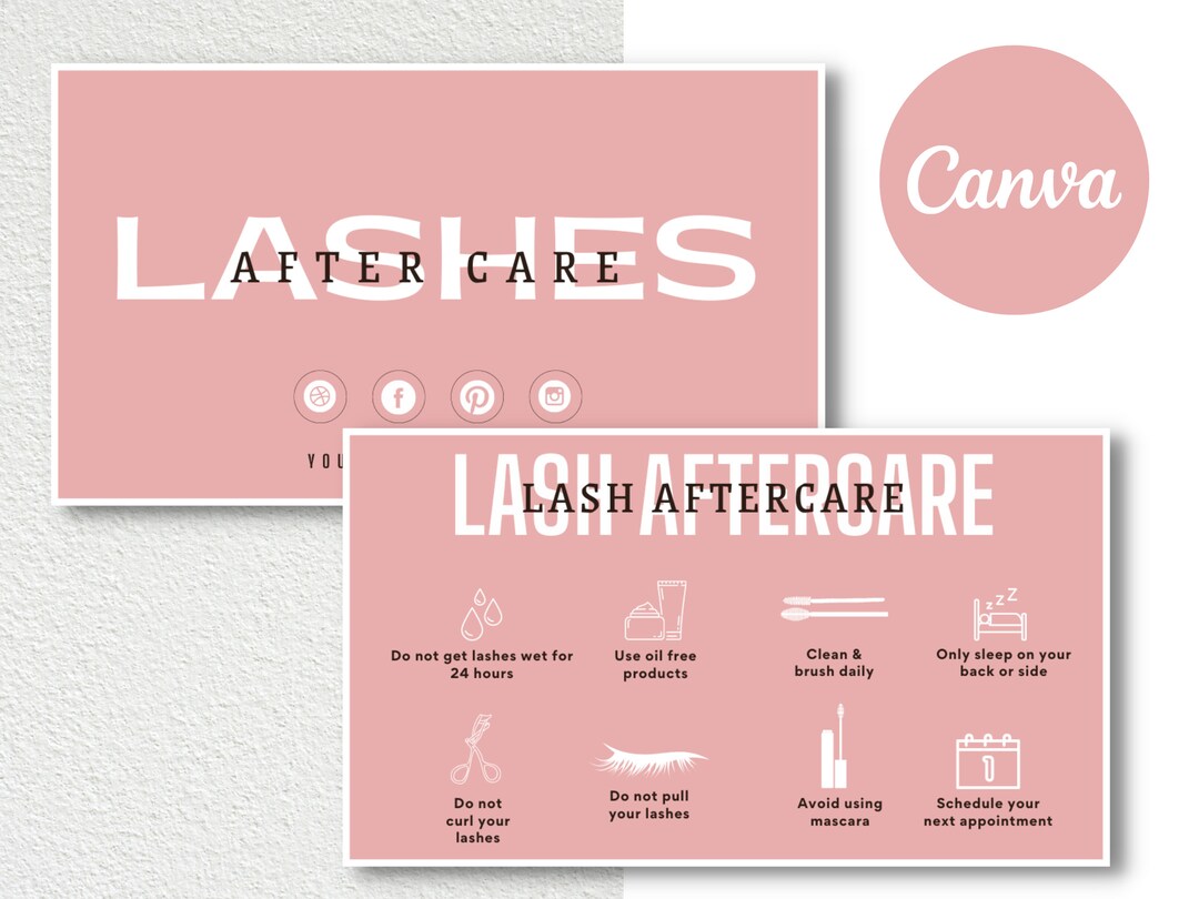 Lash Aftercare Card Template, Editable Lash Business Card, Lash ...