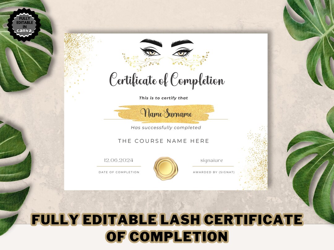 Editable Certificate of Completion, Training Certificate Template ...