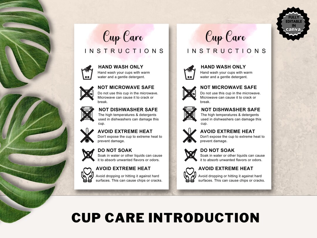 Editable Cup Care Card Template, Editable Cup Care Card, Printable Cup ...