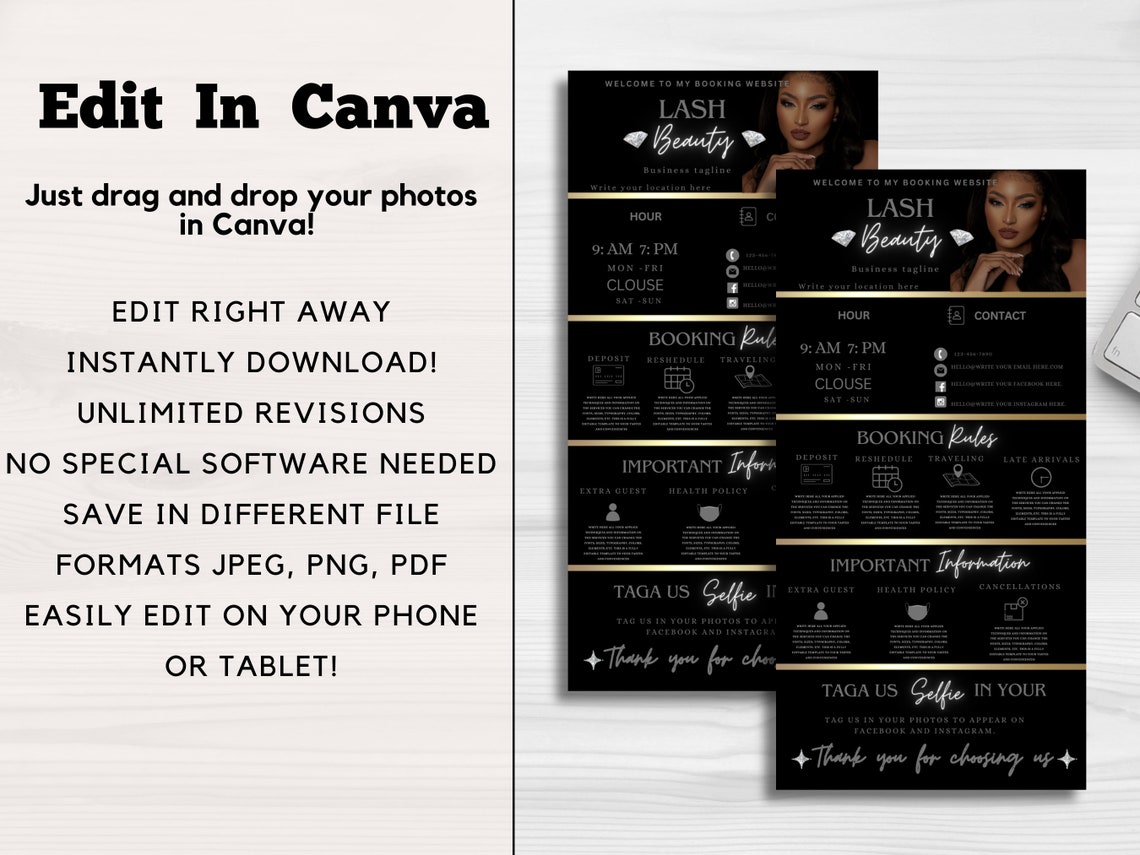 Fully Editable Acuty Schedule Template Acuty Eyelash Artist, Editable ...