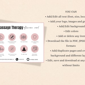 Massage Therapy Aftercare Card Template | Editable & Printable for ...