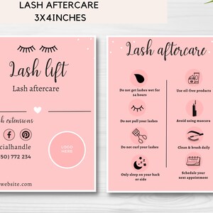 Lash Aftercare Card Template, Editable Lash Business Card, Lash ...