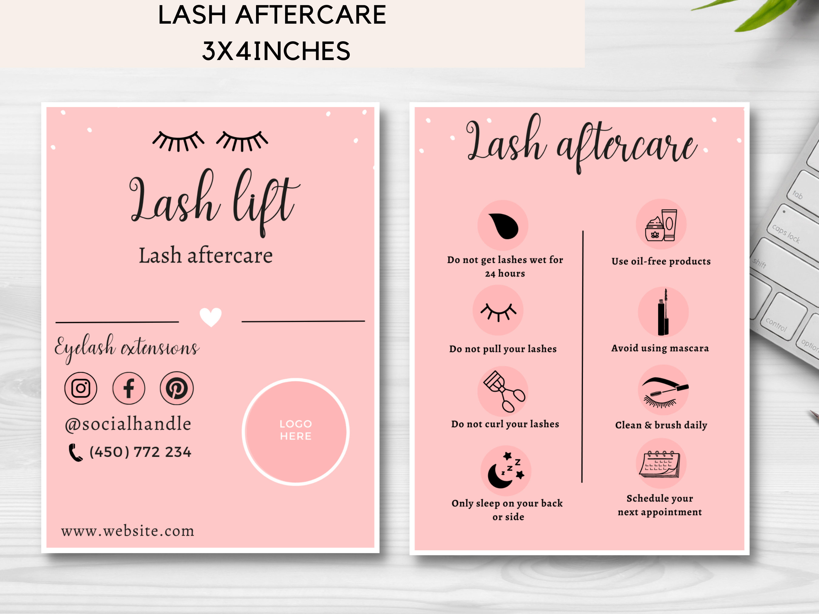 Lash Aftercare Card Template, Editable Lash Business Card, Lash ...