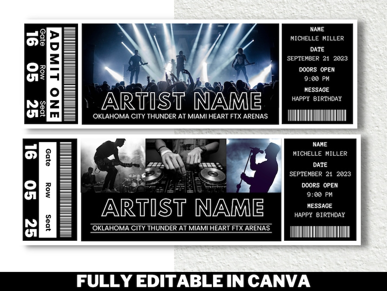 Editable Concert Ticket Template Printable Music Event - Etsy
