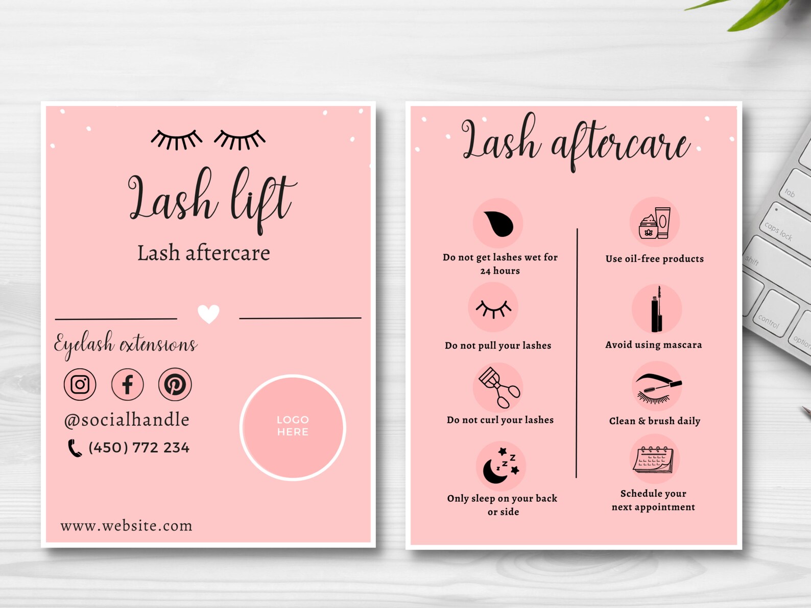 Lash Aftercare Card Template, Editable Lash Business Card, Lash ...