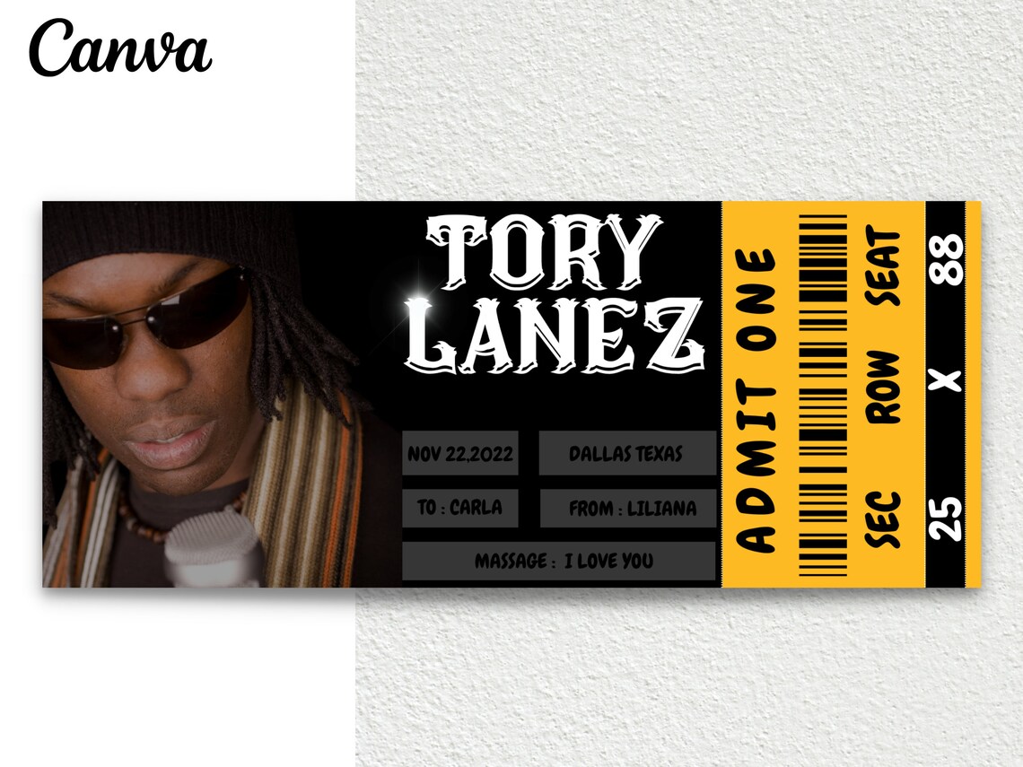 Editable Concert Ticket Template, Printable Music Event Ticket, Custom ...