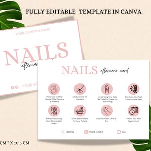 Editable Nail Aftercare Card Template | Customizable Post-manicure ...