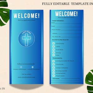 Editable Church Connection Card Printable | Editable Template for ...