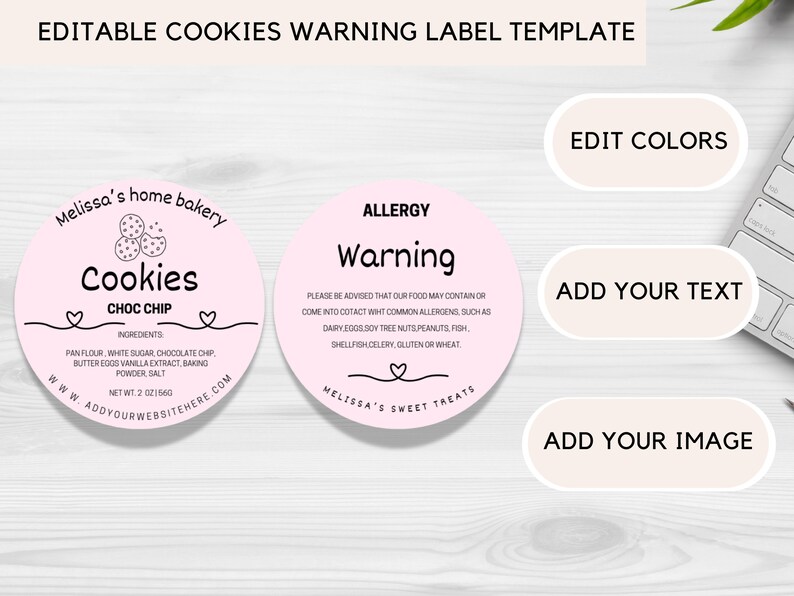 Editable Cookie Warning Labels Template Canva Template Cottage Law ...