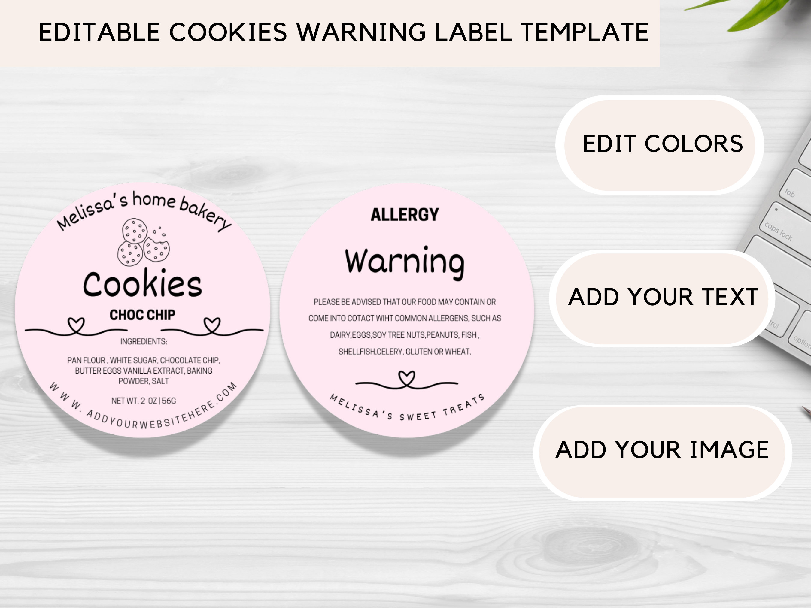 Editable Cookie Warning Labels Template Canva Template Cottage Law ...