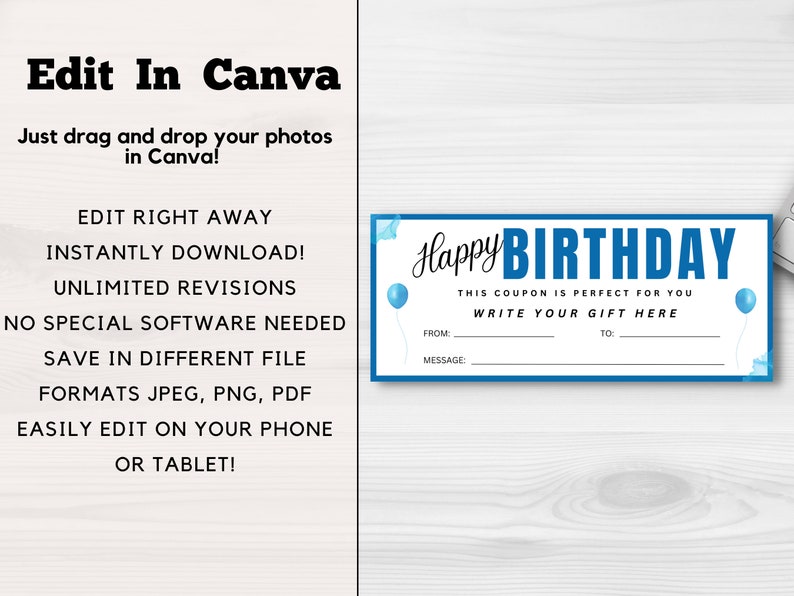 Happy Birthday Gift Certificate Template - Printable Unisex Birthday ...