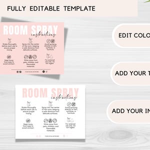 Room Care Card Template | Editable Room Spray Care Instructions ...