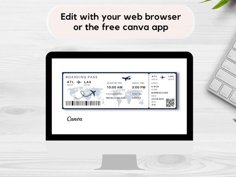 Editable Boarding Pass Template Printable Airline Ticket - Etsy UK