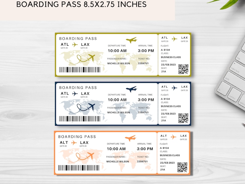 Editable Boarding Pass Template Printable Airline Ticket - Etsy UK
