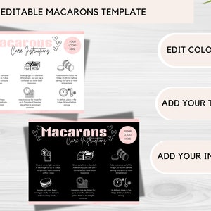 Editable Macarons Care Card Template, Macarons Care Insert, Minimalis ...