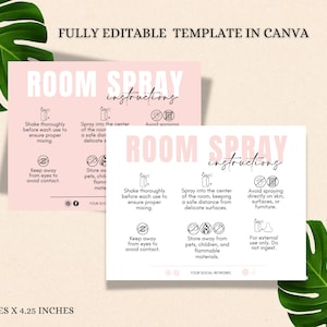 Room Care Card Template | Editable Room Spray Care Instructions ...