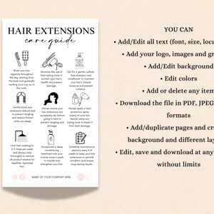 Editable Hair Extension Aftercare Template | Business Card Size Hair ...