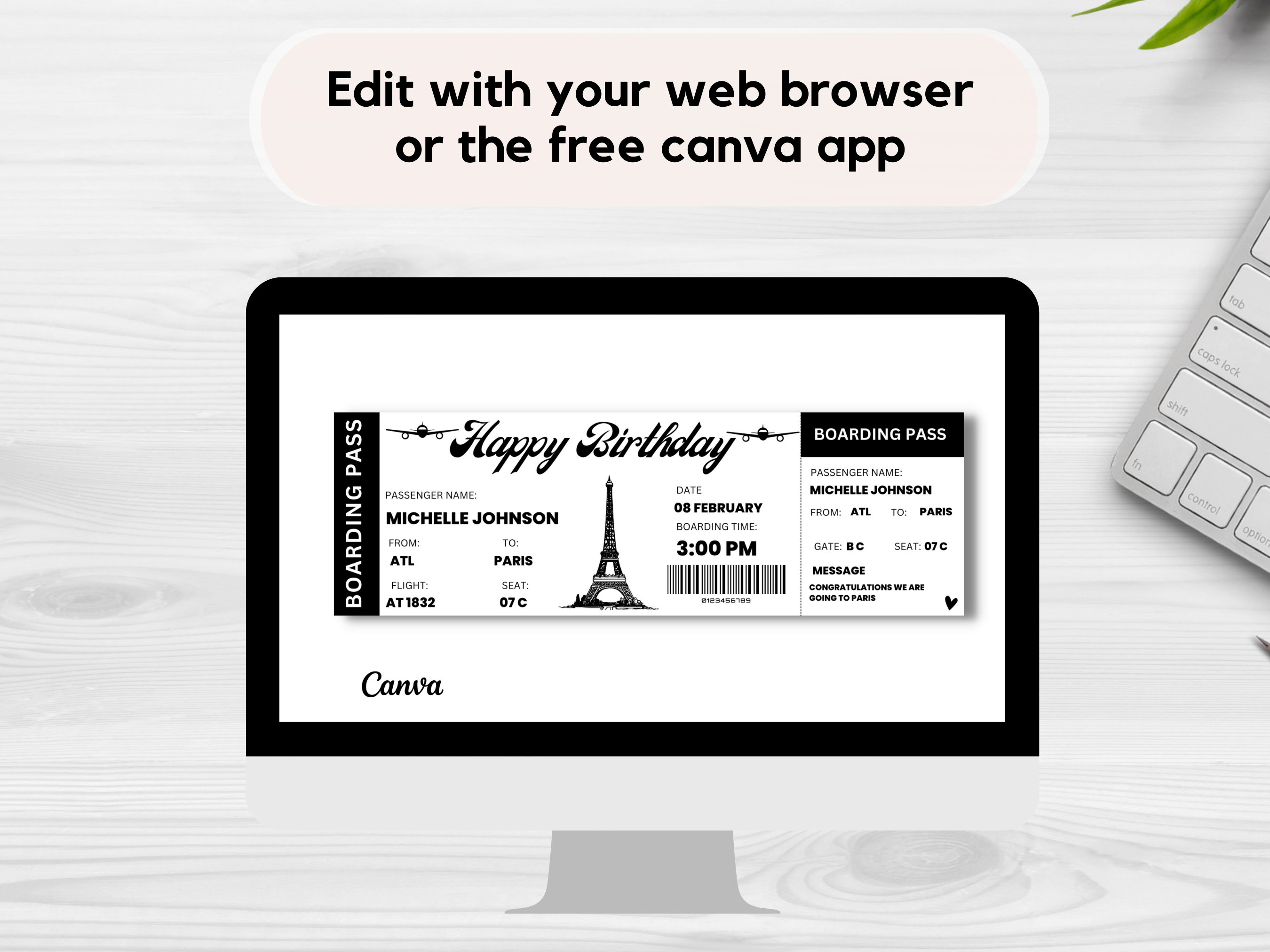 Happy Birthday Boarding Pass Template Happy Birthday - Etsy