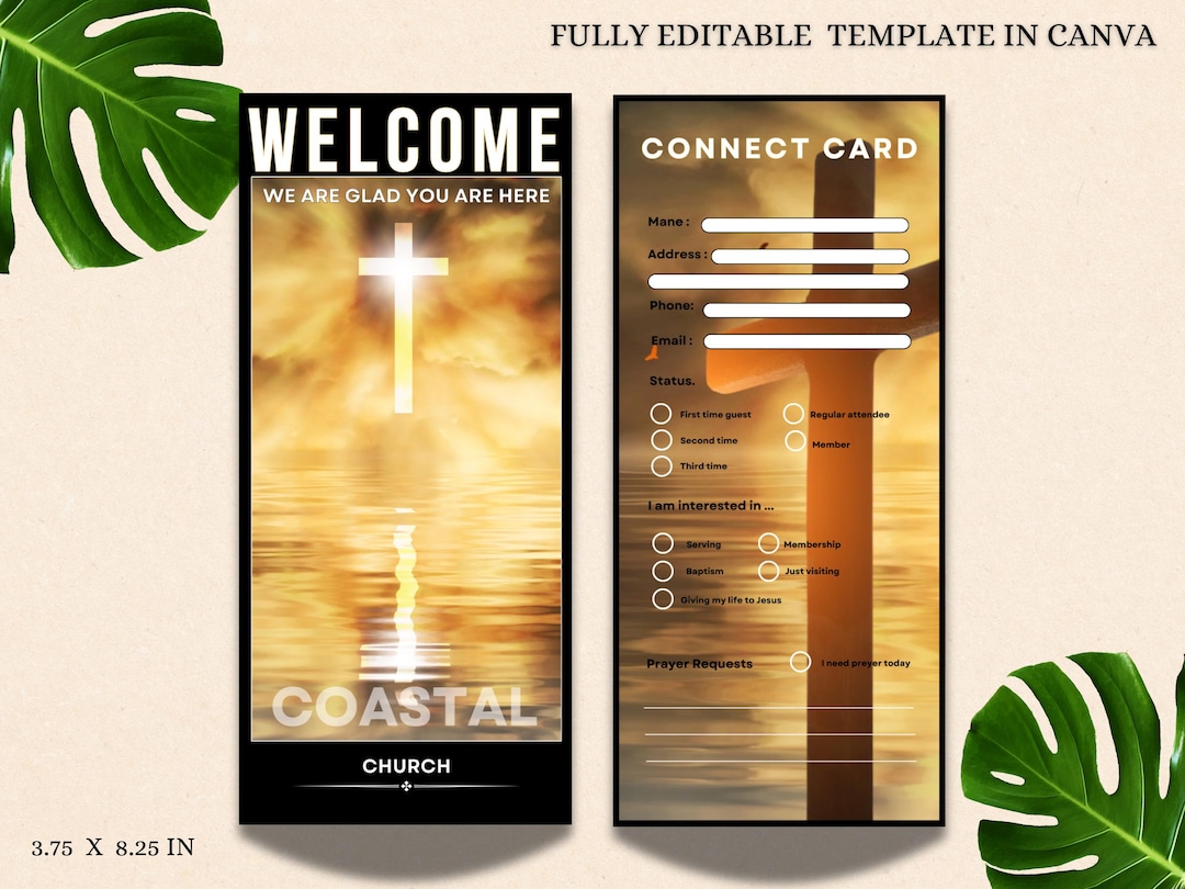 Editable Church Connect Card Template| Custom Printable Welcome ...