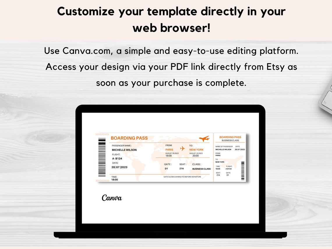 Editable Boarding Pass Template Printable Boarding Ticket - Etsy UK