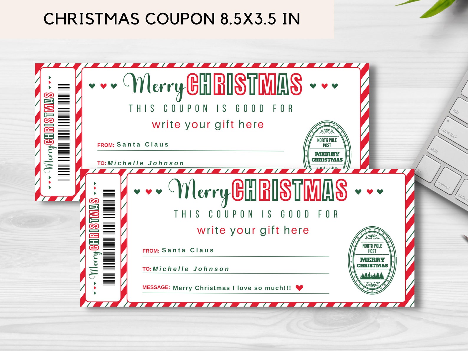 Editable Christmas Coupon Template, Printable Christmas Ticket, Ideal ...