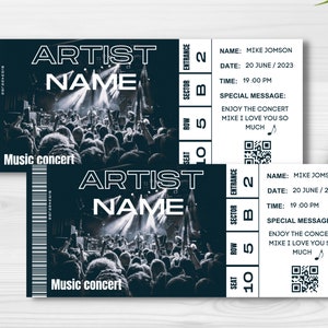 Editable Concert Ticket Template, Printable Music Event Ticket, Custom ...