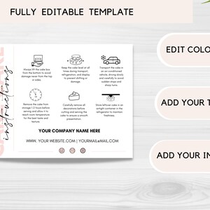 Editable Cake Care Instruction Template | Customizable Printable Guide ...