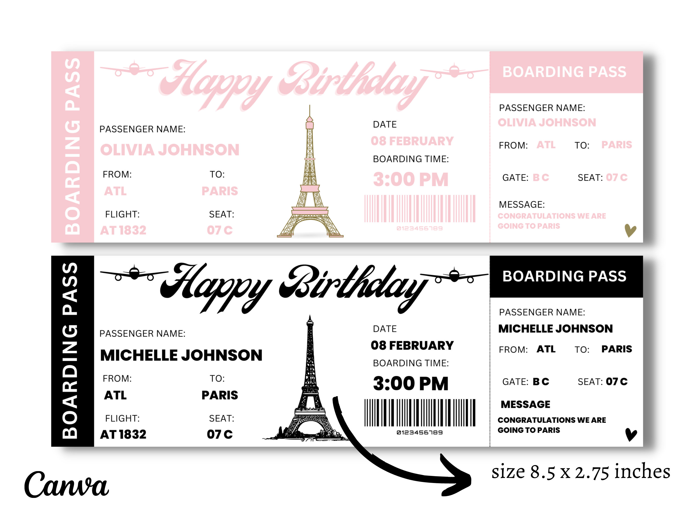 Happy Birthday Boarding Pass , Template Happy Birthday, Printable ...
