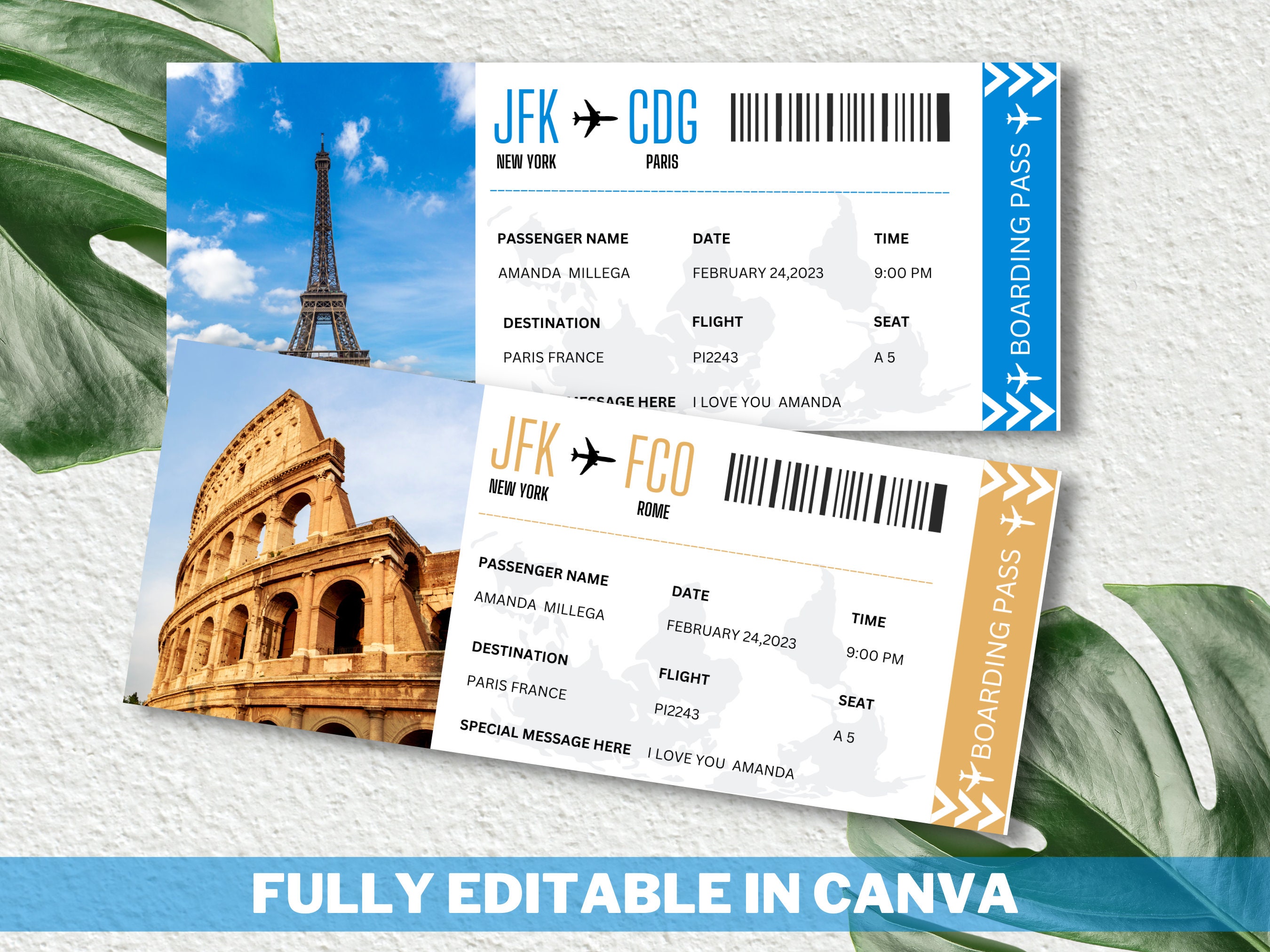 Editable Boarding Pass Template Printable Airline Ticket - Etsy