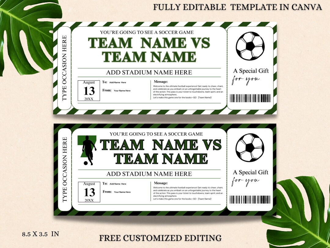 Football Game Ticket Template | Custom DIY Printable Download Editable ...