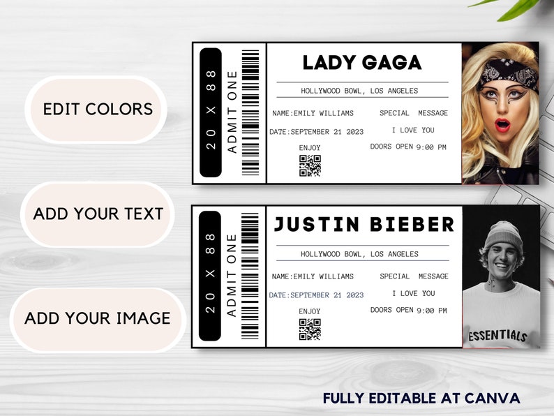Editable Concert Ticket Template, Printable Music Event Ticket, Custom ...