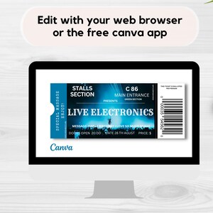 Editable Concert Ticket Template, Printable Music Event Ticket, Custom ...