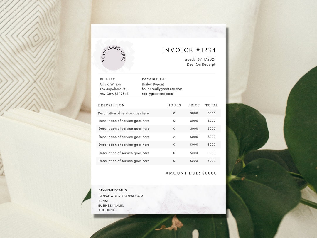 Plantilla de factura - Factura imprimible - Formularios de pedido ...