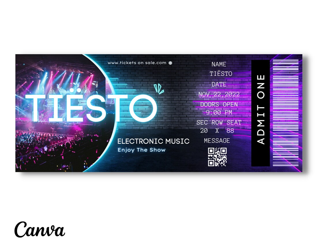 Editable Concert Ticket Template Printable Music Event - Etsy