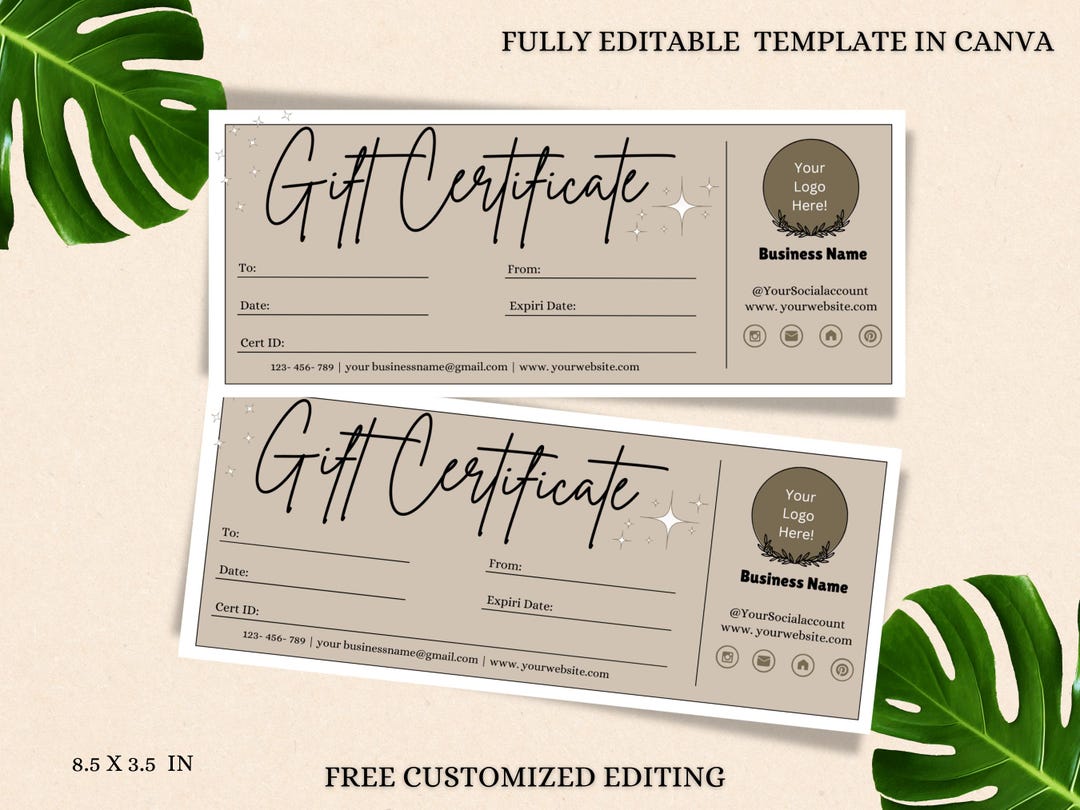 Gift Certificate Template, Editable Gift Card Template | Gift Shop ...