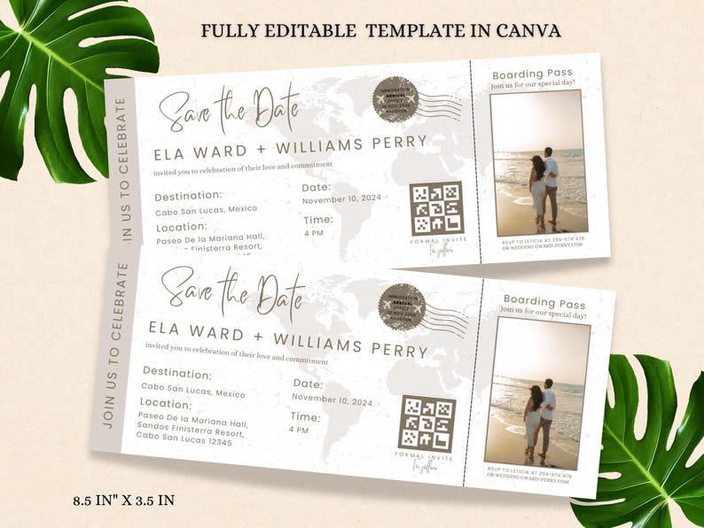 Boarding Pass Template Editable, Wedding Celebration Ticket, Boarding ...