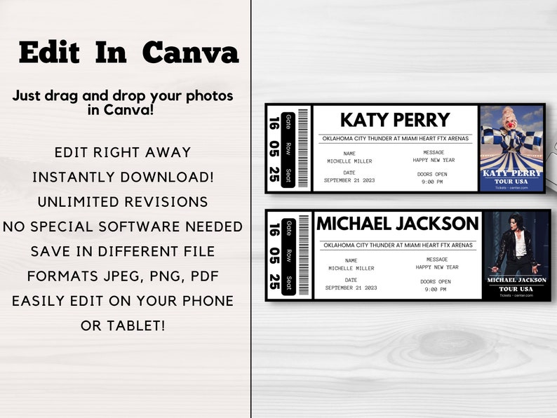 Event Ticket Template Concert Ticket Giveaway Template - Etsy