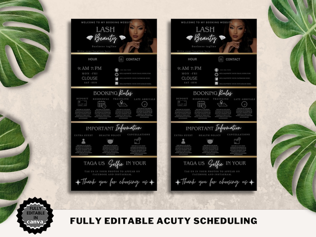 Fully Editable Acuty Schedule Template Acuty Eyelash Artist, Editable ...