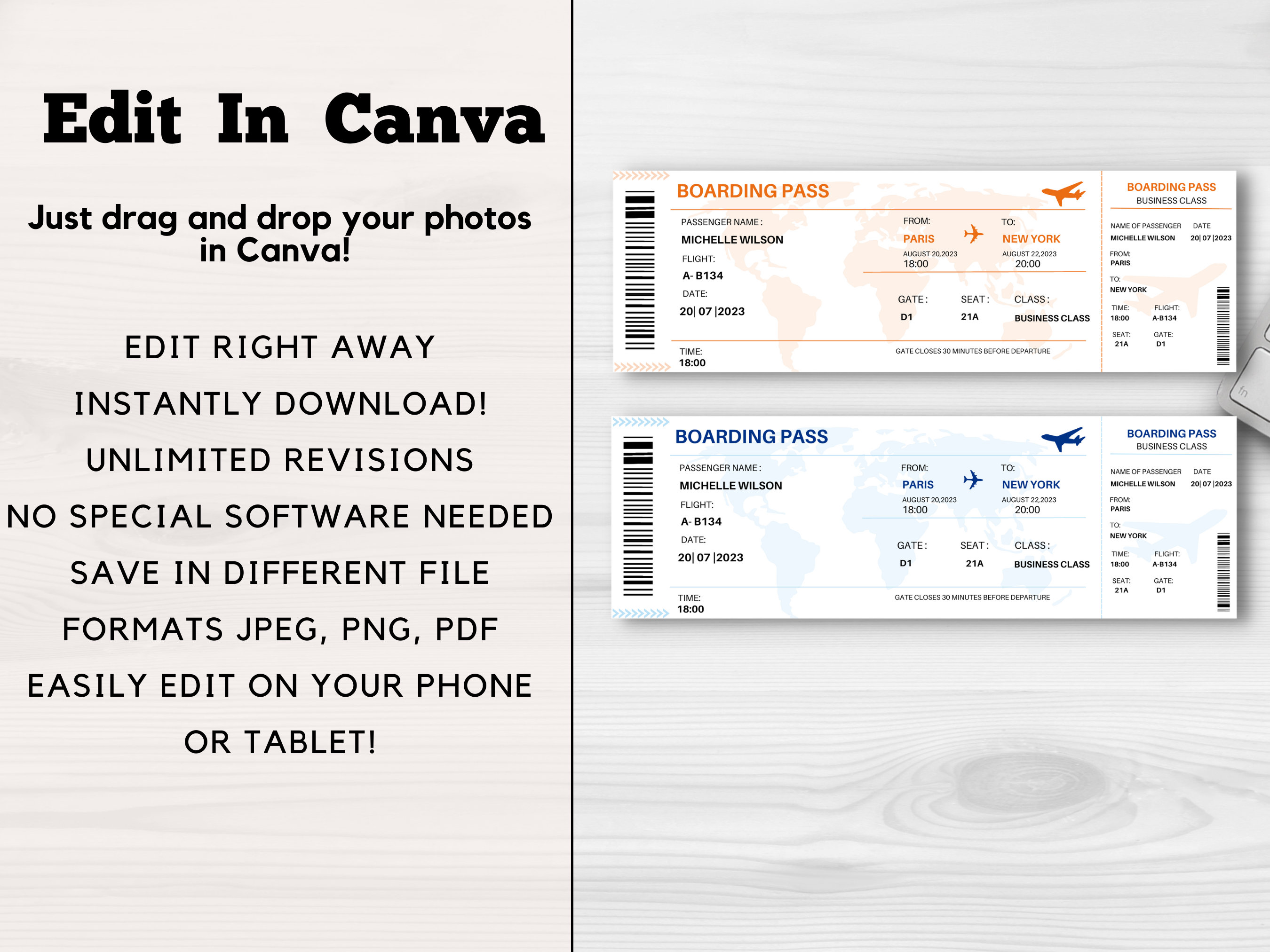Editable Boarding Pass Template Printable Boarding Ticket - Etsy UK