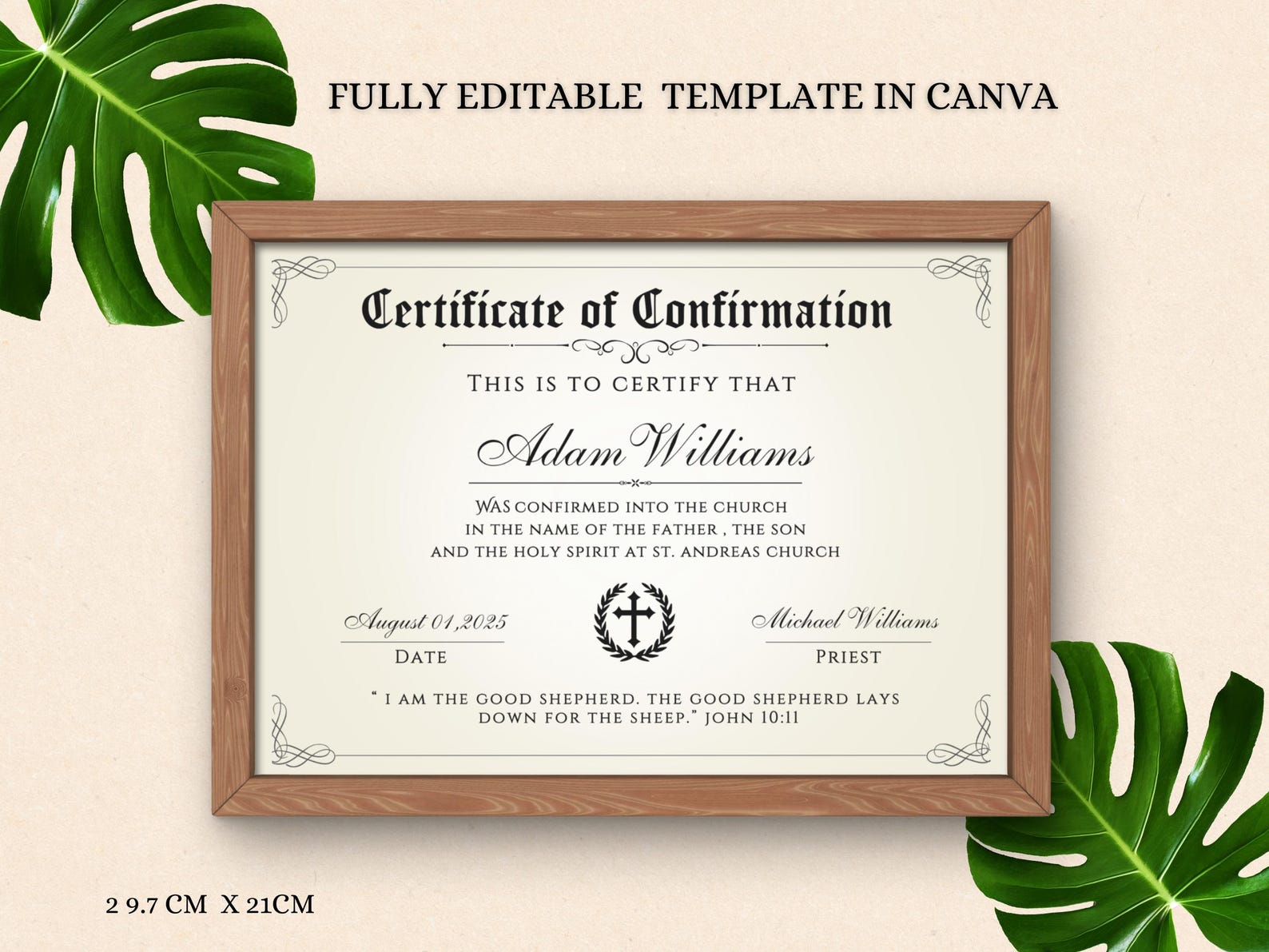Editable Certificate of Confirmation Template | Printable Religious ...