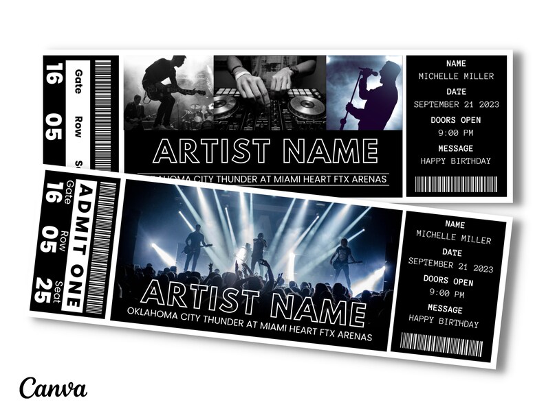 Editable Concert Ticket Template Printable Music Event - Etsy