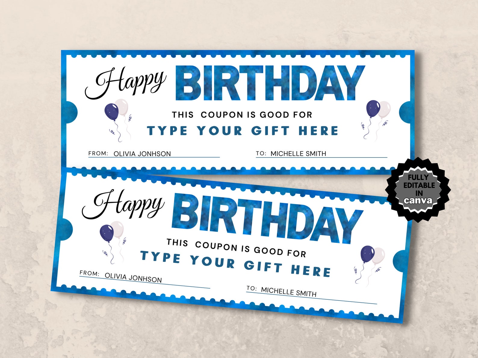 Happy Birthday Gift Certificate Template, Custom Birthday Gift Coupon ...