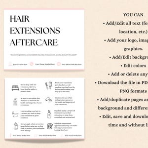 Editable Hair Extension Aftercare Template | Business Card Size Hair ...